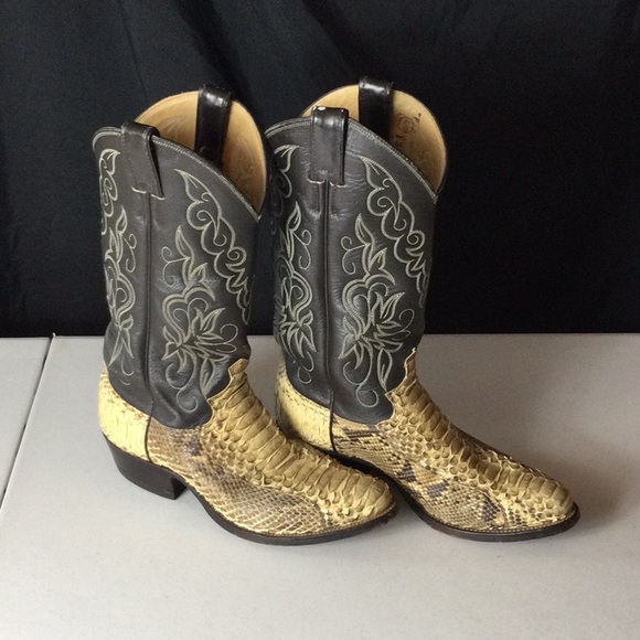 Justin Boots | Shoes | Justin Boots Snakeskin And Black Cowboy Boots ...